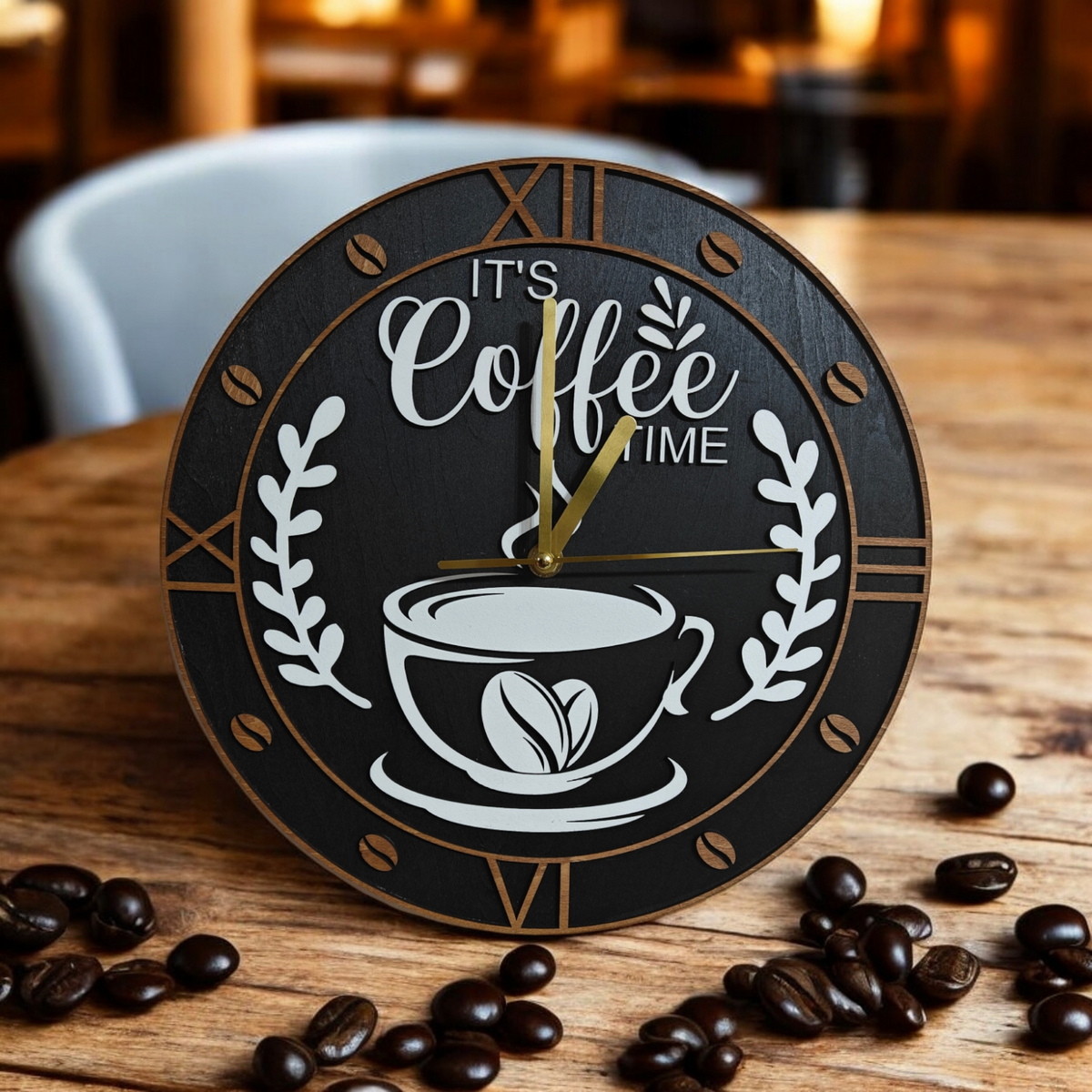 Wall Wood Clock Coffee Time – XL Decorations